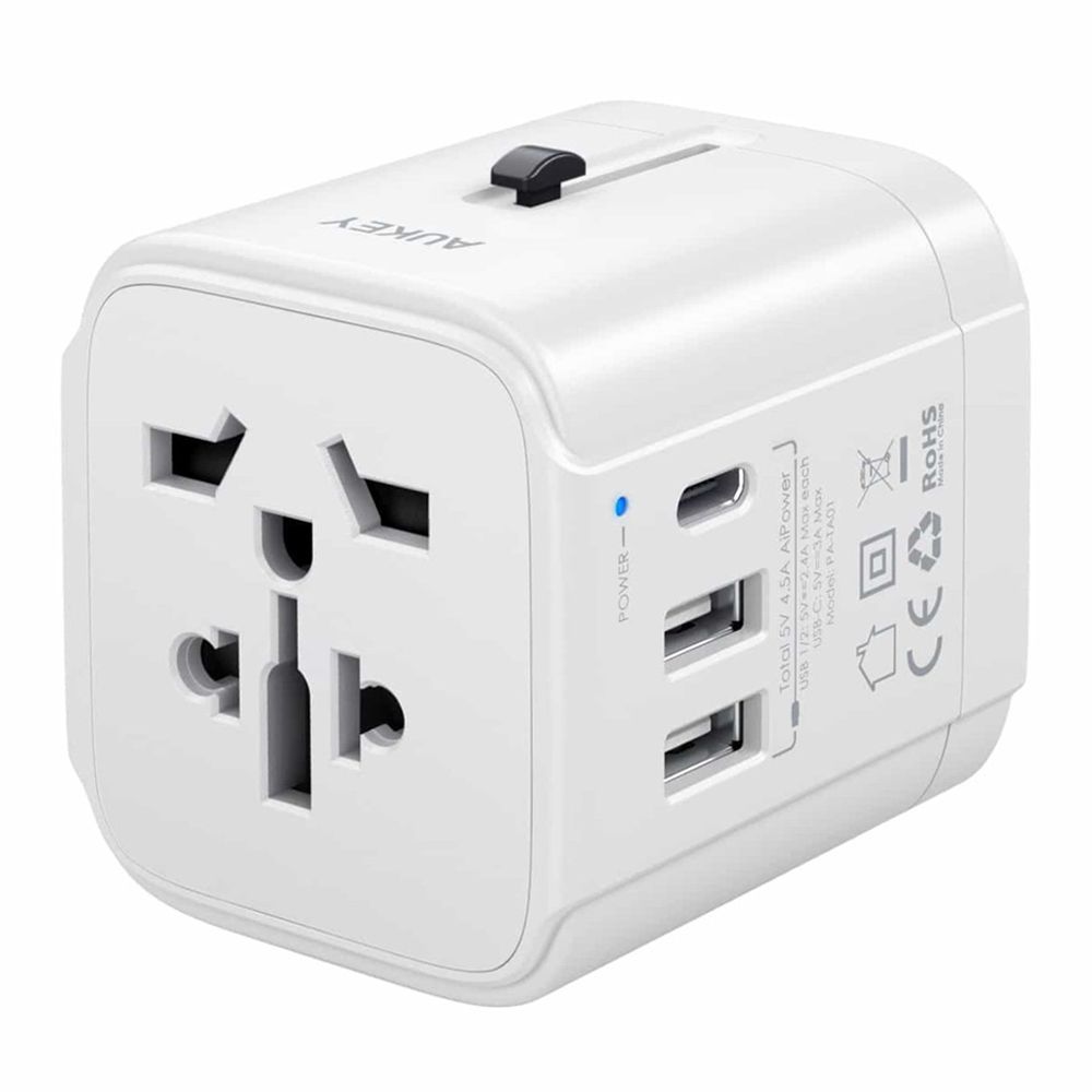 Buy Aukey Universal Travel Adapter, White, PA-TA01 Online at Special ...