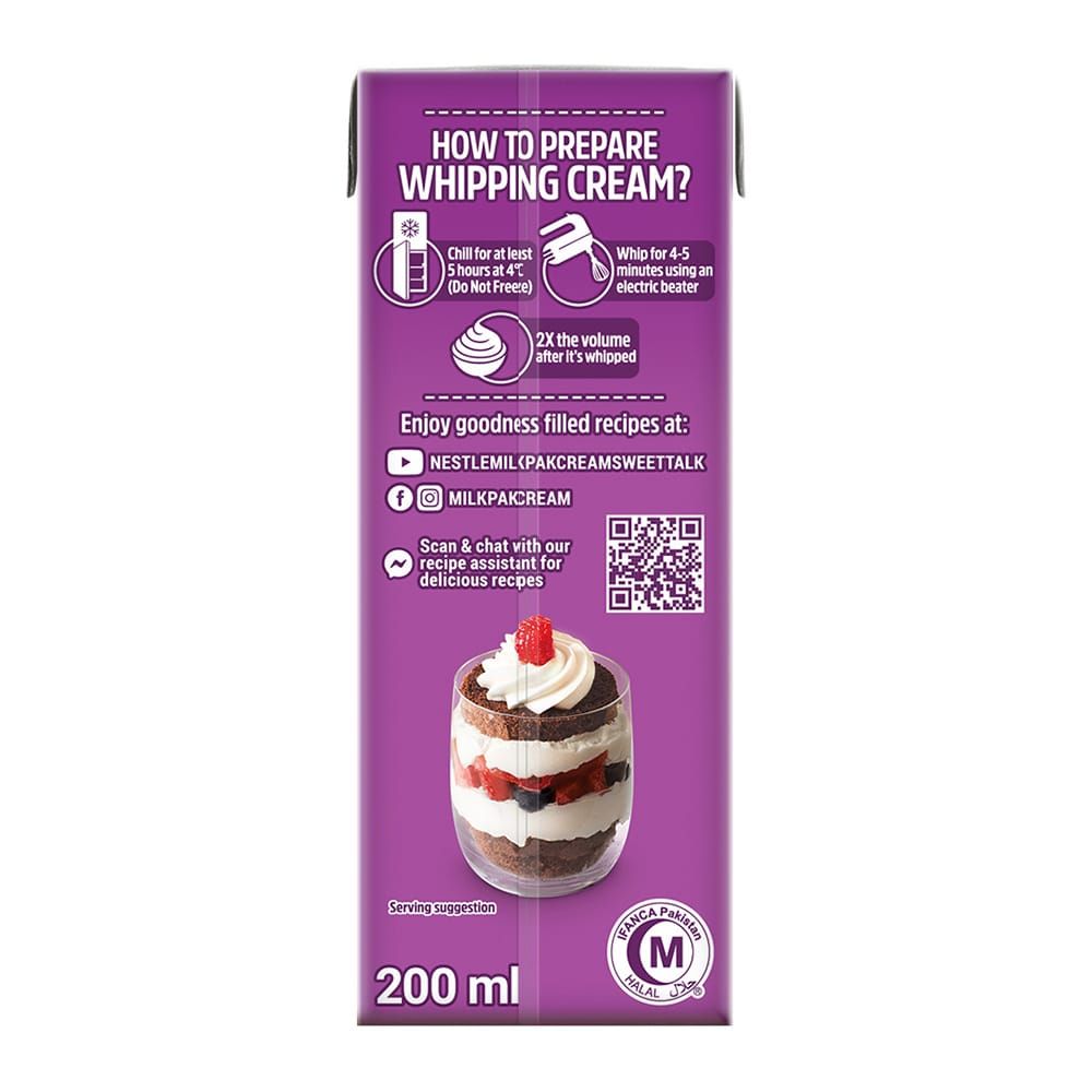 Buy Nestle Milkpak Dairy Whipping Cream, Sweetened, 200ml Online at ...