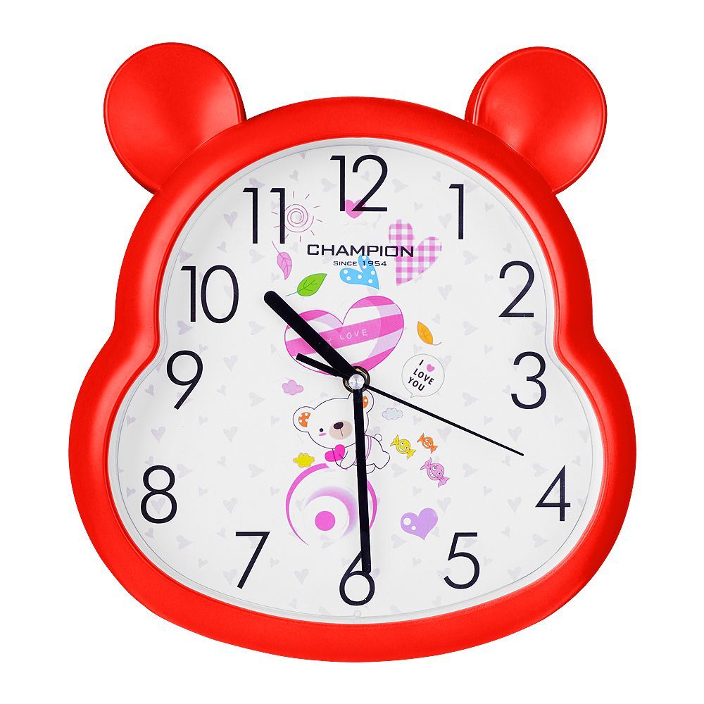 Purchase Z.A Wall Clock, Kids Wall Clock, Teddy Shaped and Red Border ...