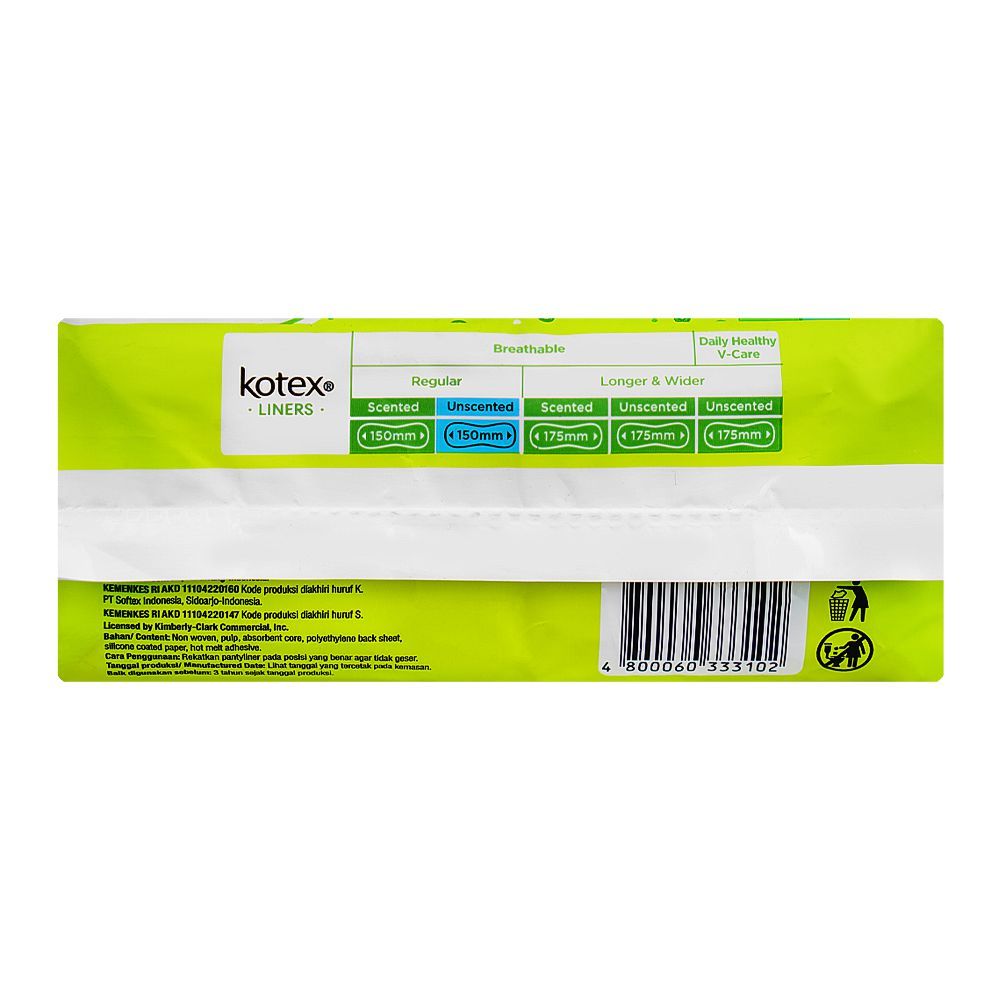 Buy Kotex Daily Fresh Liners, Unscented, Longer & Wider, 40-Pack Online ...