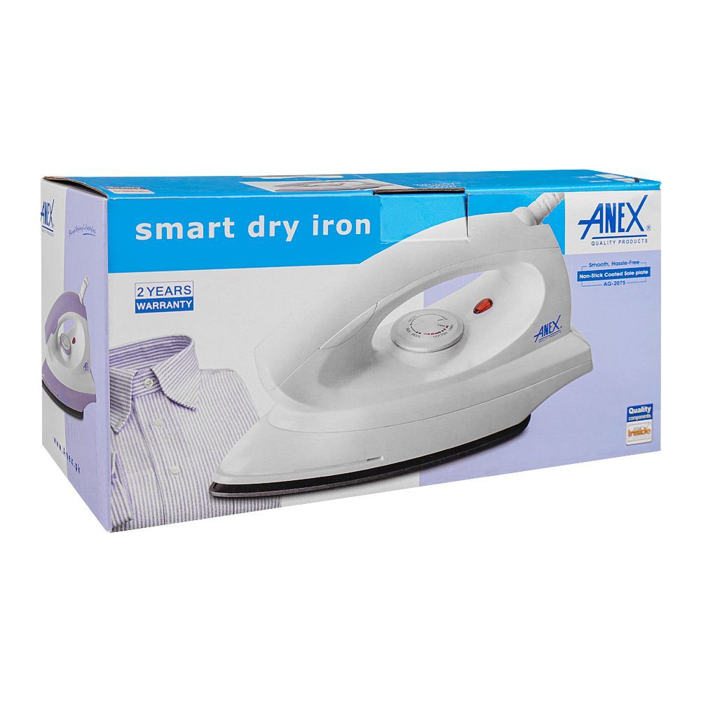 Buy Anex Smart Dry Iron, 1000-1200W, White, AG-2075 Online at Best ...