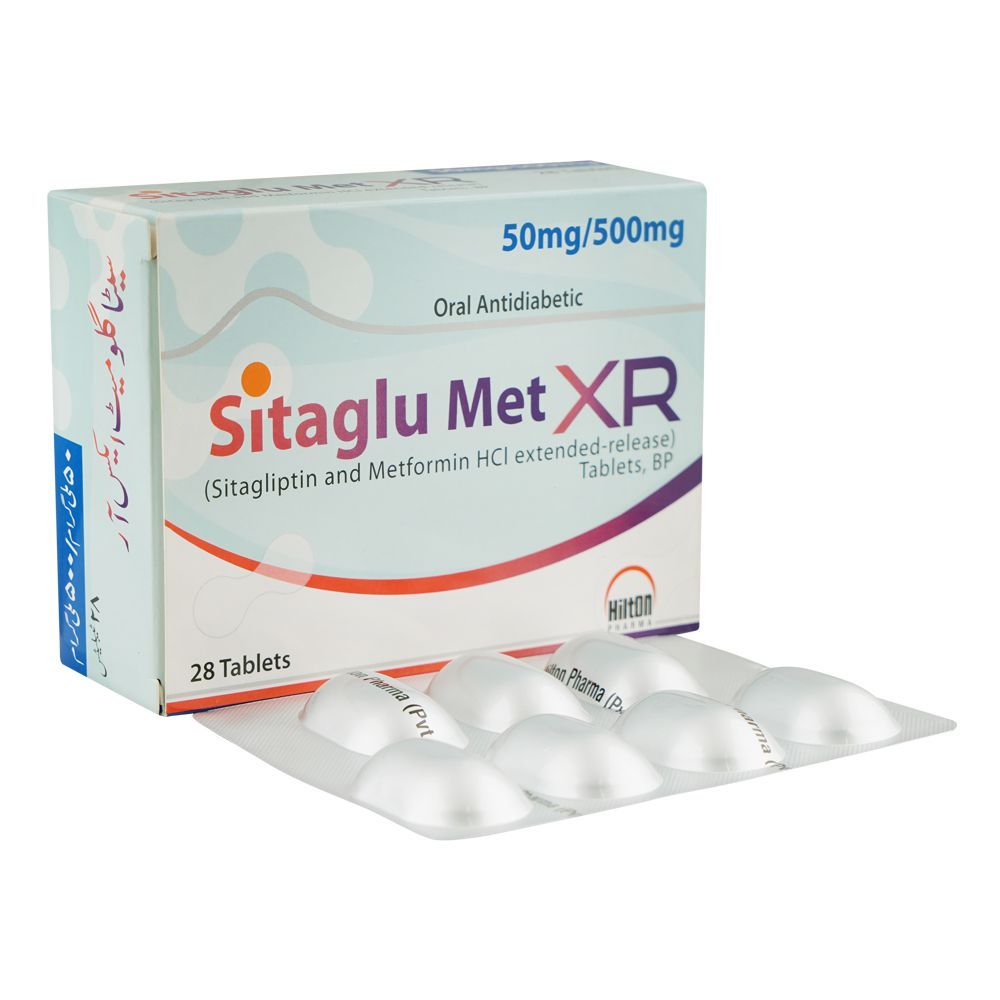 Hilton Pharma Sitaglu Met XR Tablet, 50mg + 500mg, 1-Strip