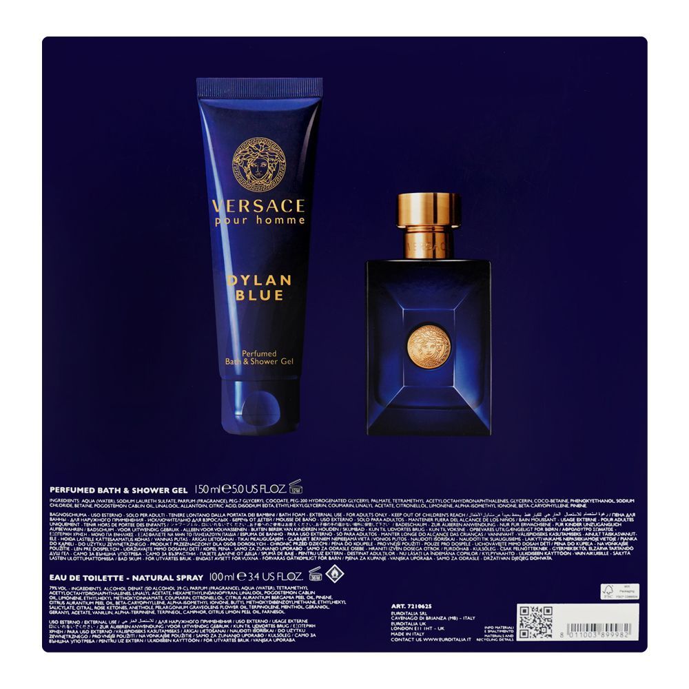 Versace Dylan Blue Pour Homme Set, For Men, Eau De Toilette, 100ml ...