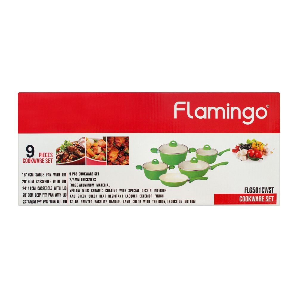 Buy Flamingo Ceramic Cookware Set, 9 Pieces, FL-6501CWST Online at Best ...