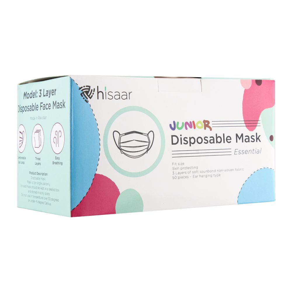 Order Hisaar Junior Disposable Face Mask 3-Ply, 50-Pack Online at Best ...