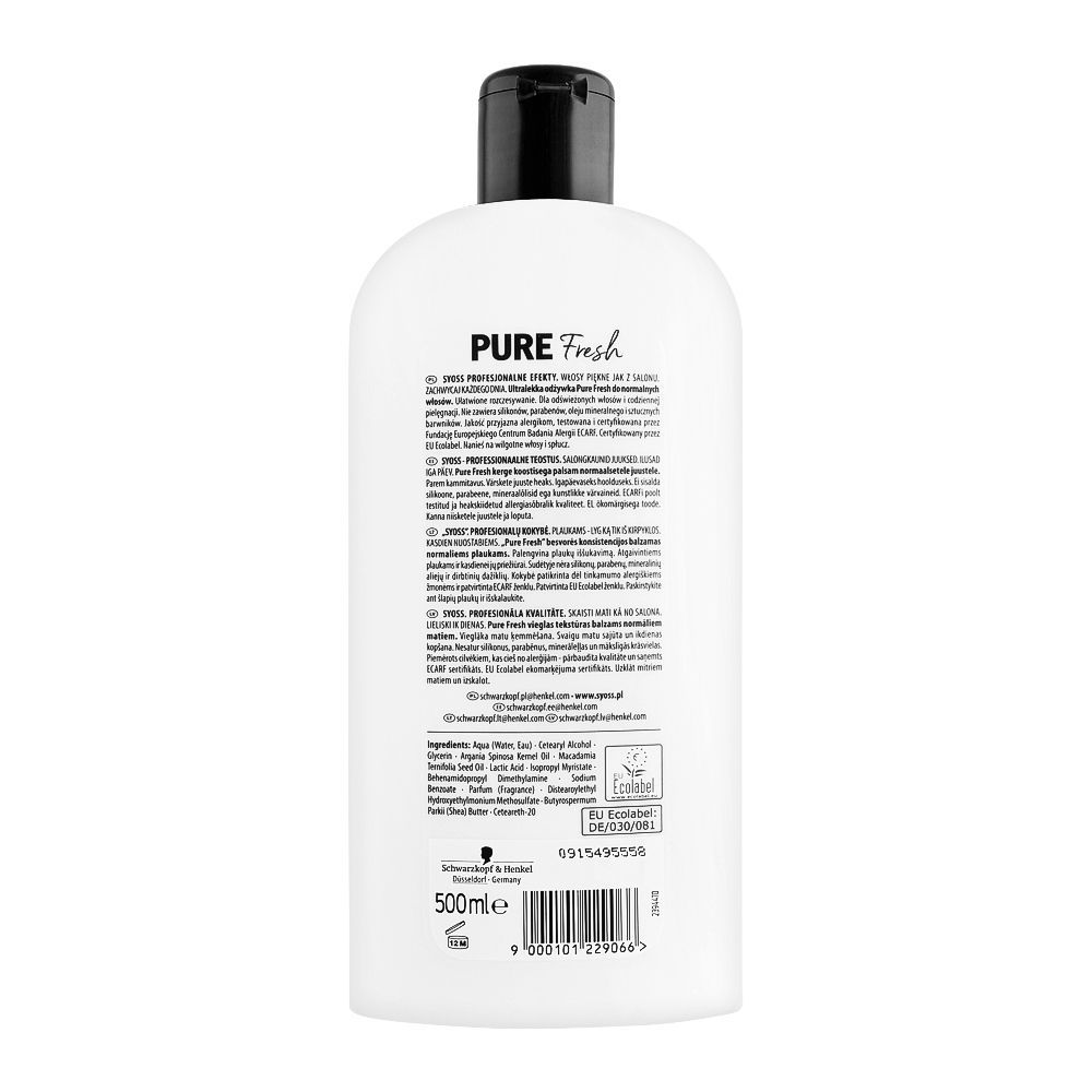 Buy Syoss Pure Fresh Lightweight Conditioner, Silicone Free, For Normal ...
