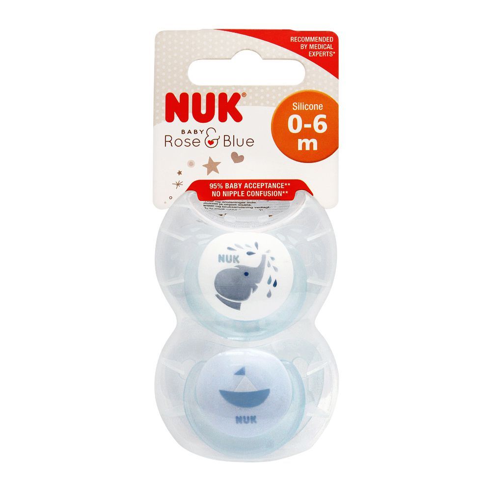 Buy Nuk Baby Rose Blue Silicone Pacifier, 0-6m, 10730051 Online at ...