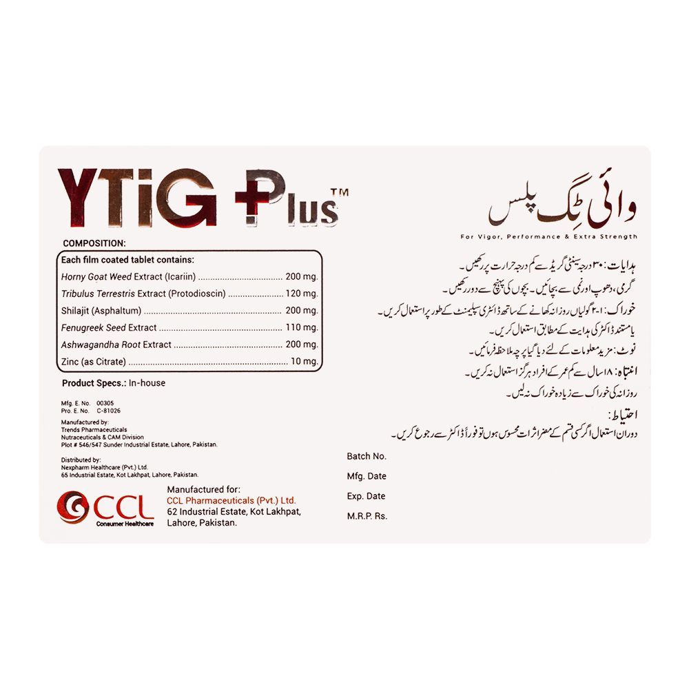 Order CCL Pharmaceuticals YTig Plus Tablet, 10-Pack Online at Special ...