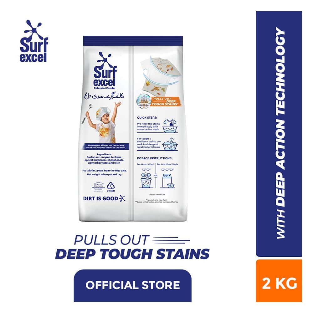 Surf Excel Laundry Detergent Washing Powder, 2kg Saver Pack Rs.100/-