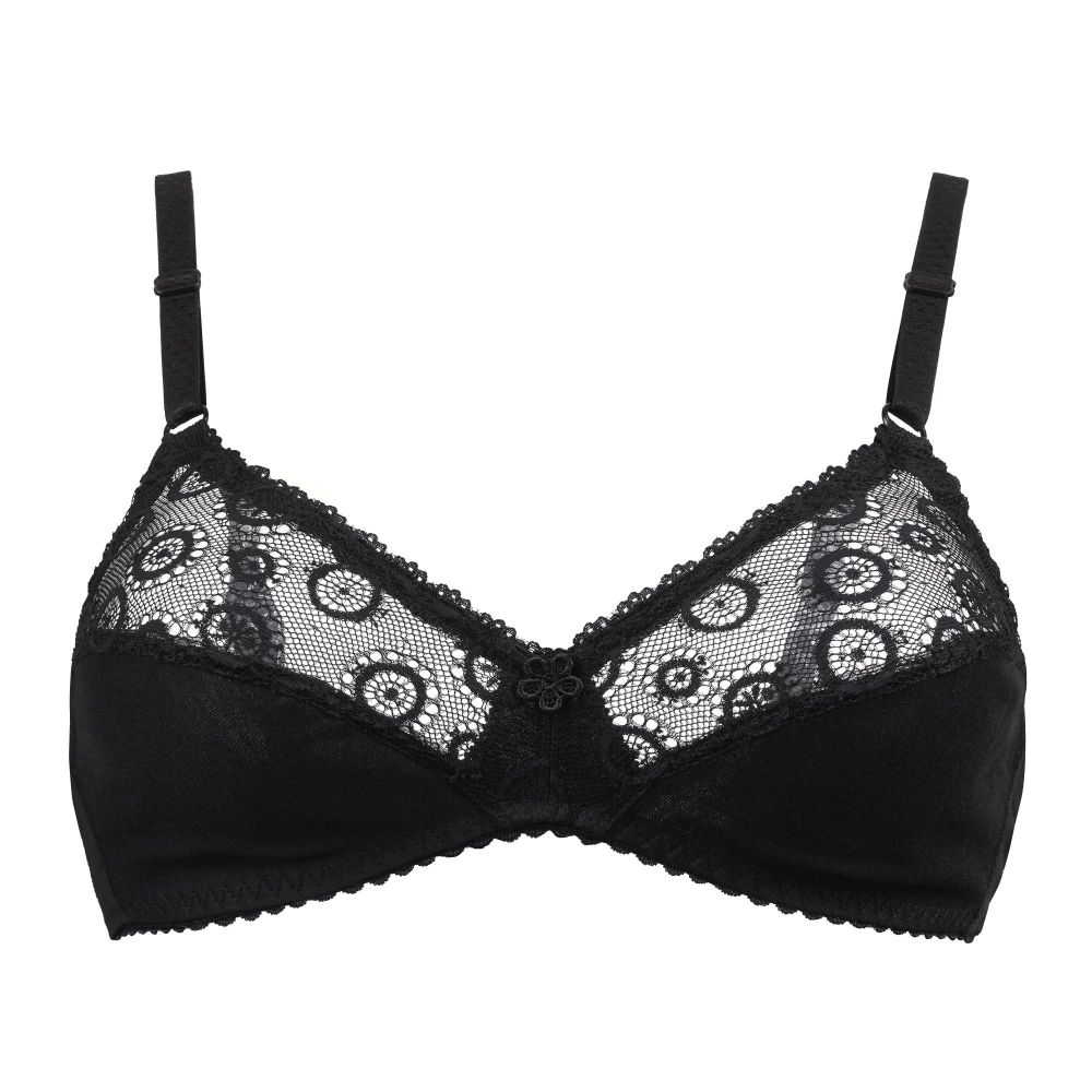 Buy BeBelle Intimage-U Dual Layer Fabric Half Lace Bra, Black, 1266 ...