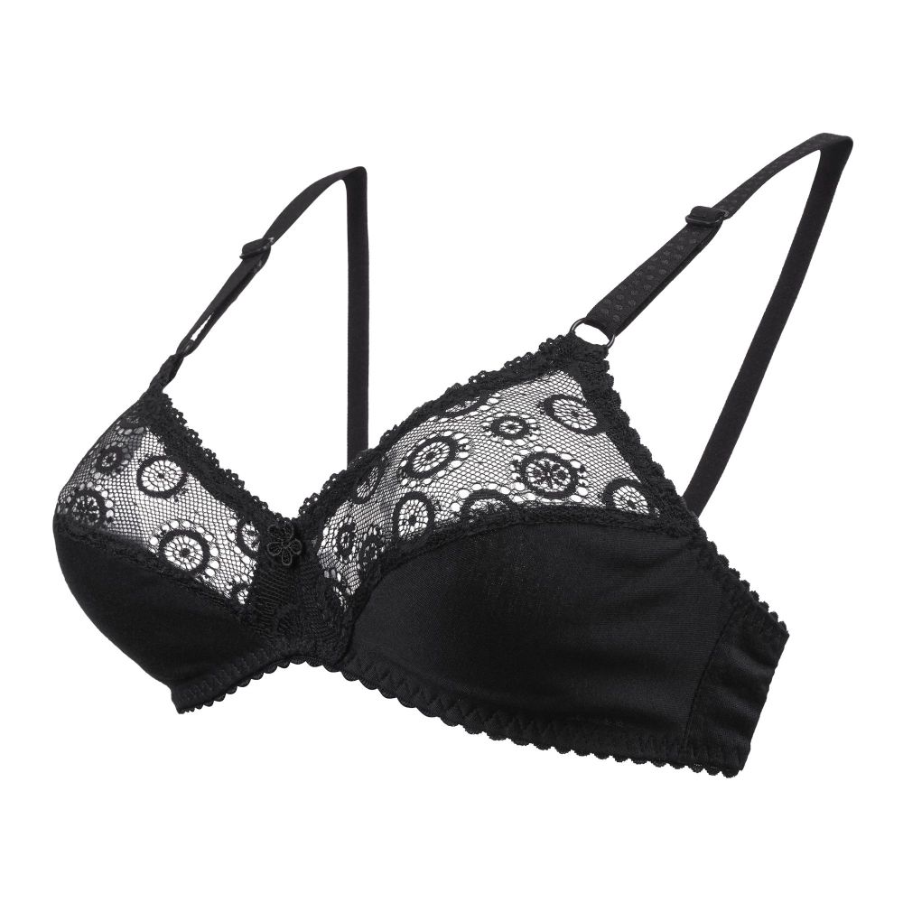 Buy BeBelle Intimage-U Dual Layer Fabric Half Lace Bra, Black, 1266 ...