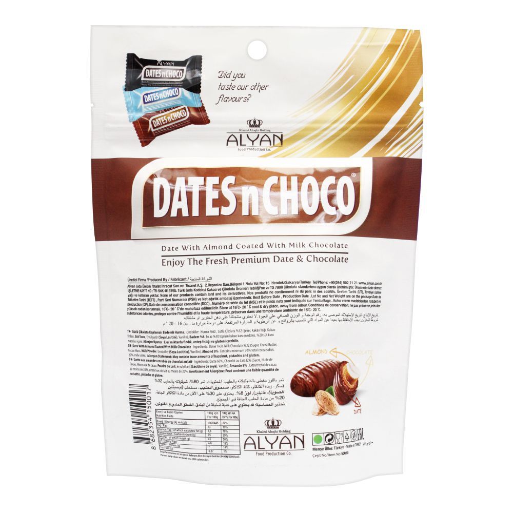 Purchase Alyan Dates n Choco Milk Chocolate Coated Dates, Pouch, 90g ...