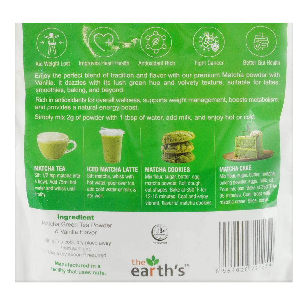 Buy The Earth's Vanilla Matcha Powder, 100g Online at Special Price in ...