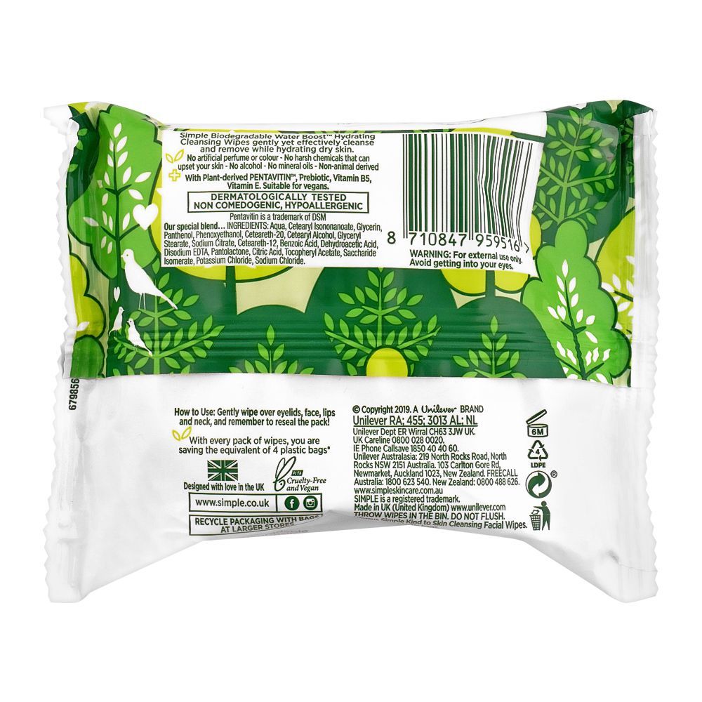 Order Simple Water Boost Hydrating Cleansing Wipes, For Dry & Sensitive ...
