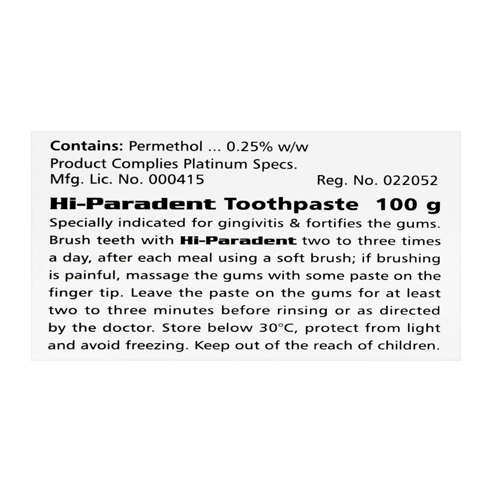 Purchase Hi-Paradent Permethol Toothpaste, 100g Online at Special Price ...