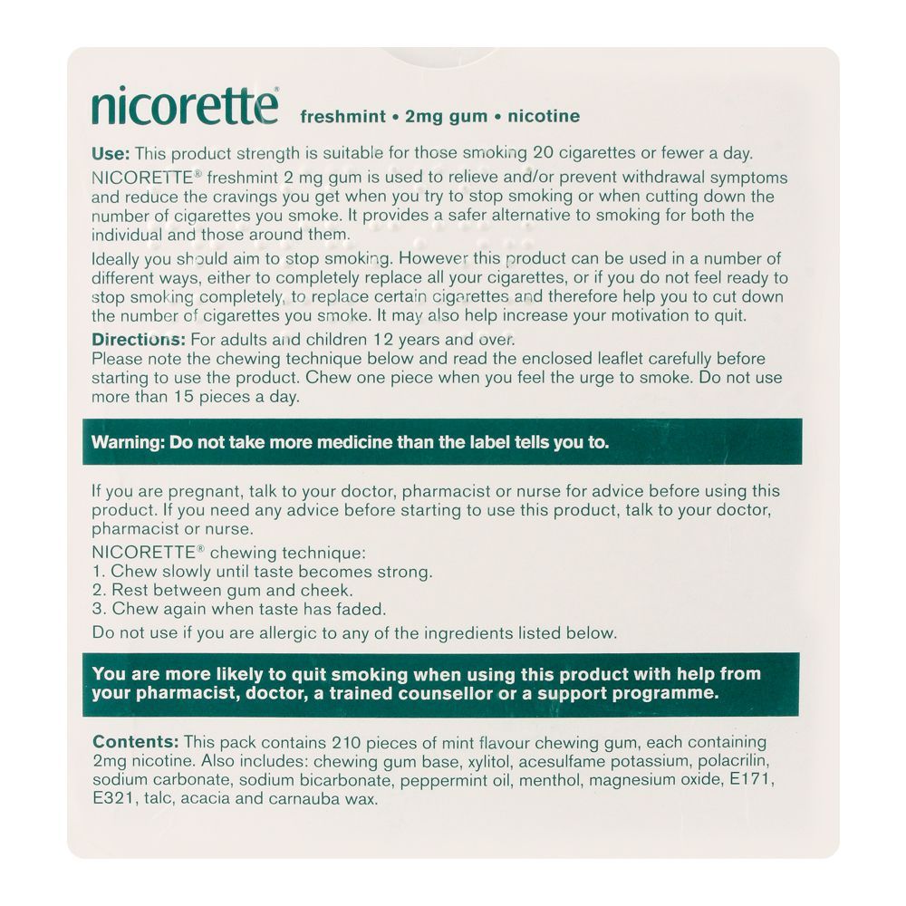 Order Nicorette Freshmint Gum, 2g, 1 Strip (15 Tablets) Online at Best ...