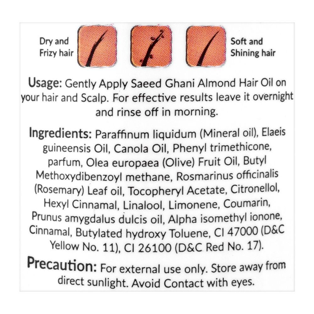 Purchase Saeed Ghani Almond Enriched Hair Oil, 200ml Online at Special ...
