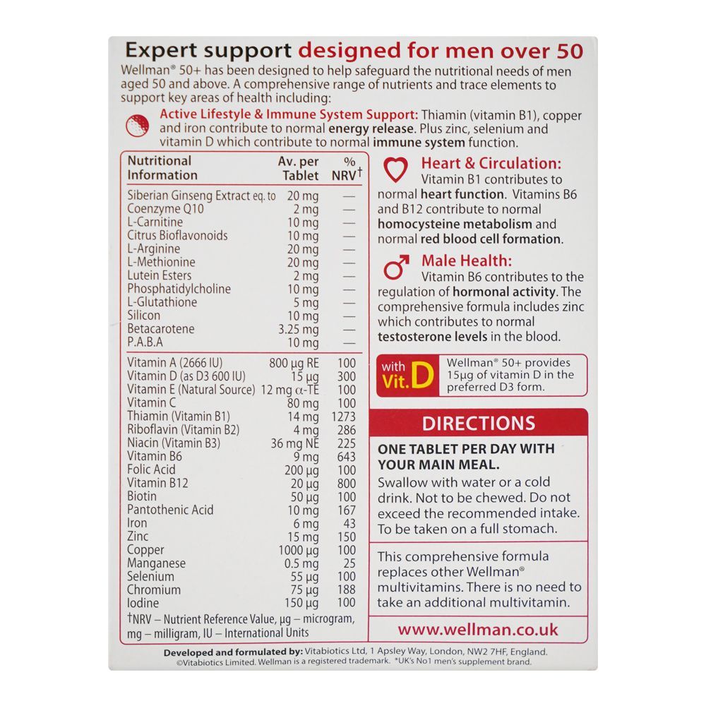 Vitabiotics Wellman 50+ Supplement Capsule, 30-Pack
