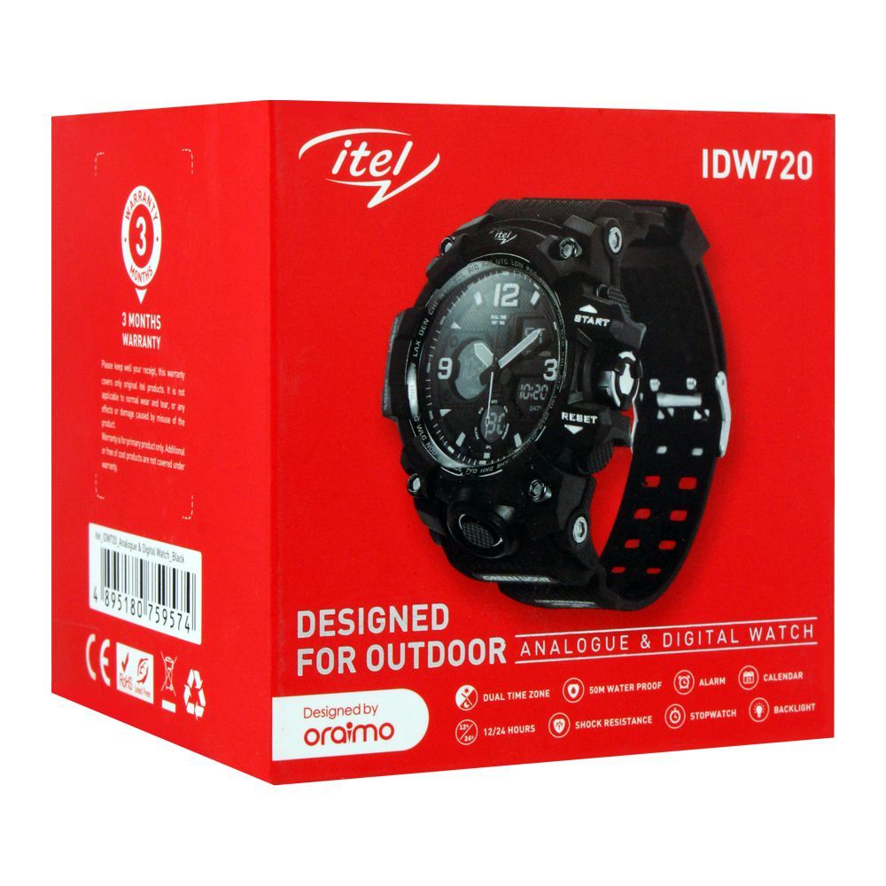 Order Itel Analogue & Digital Watch Black, IDW-720 Online at Special ...