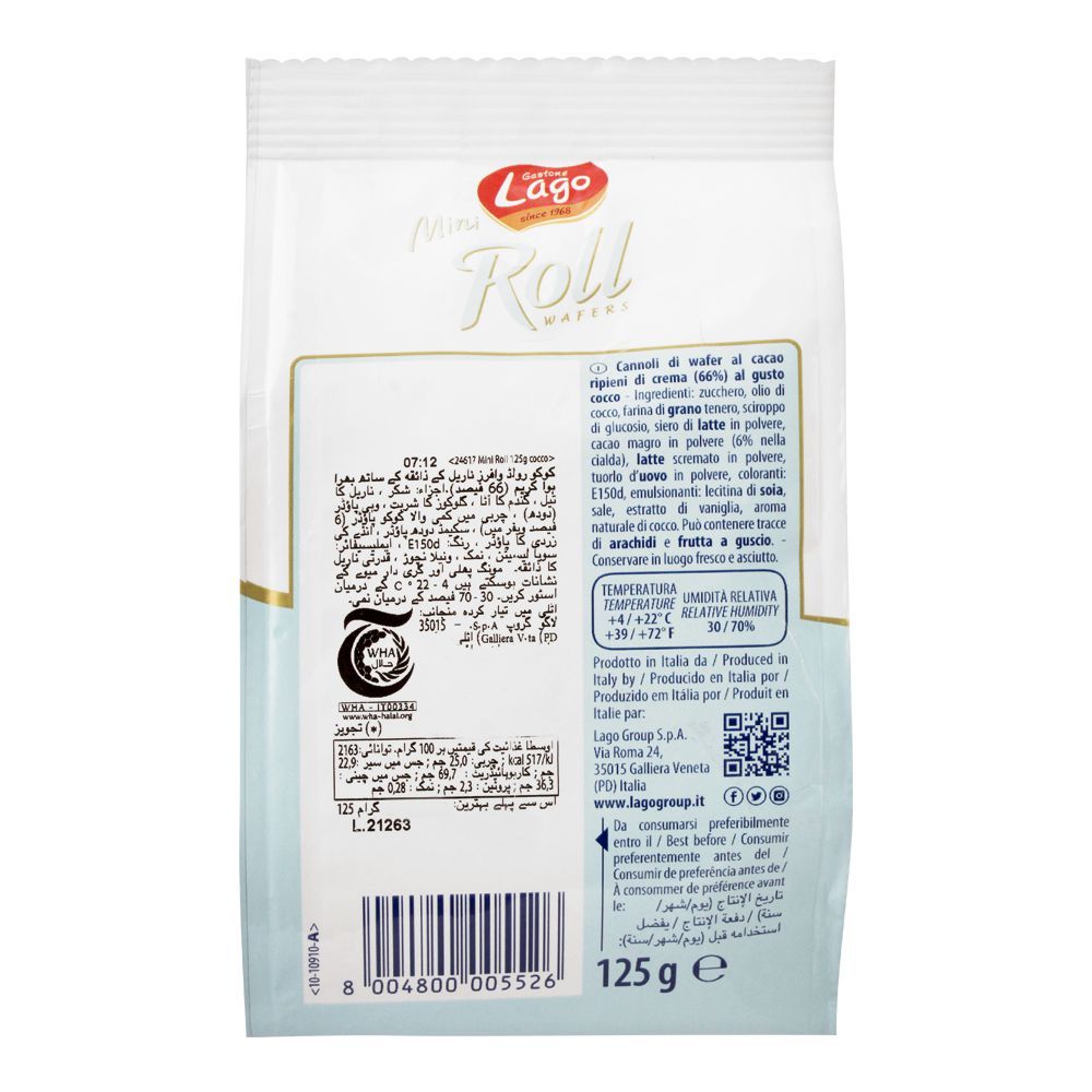 Buy Lago Mini Roll Coconut Wafers, 125g Online at Special Price in ...