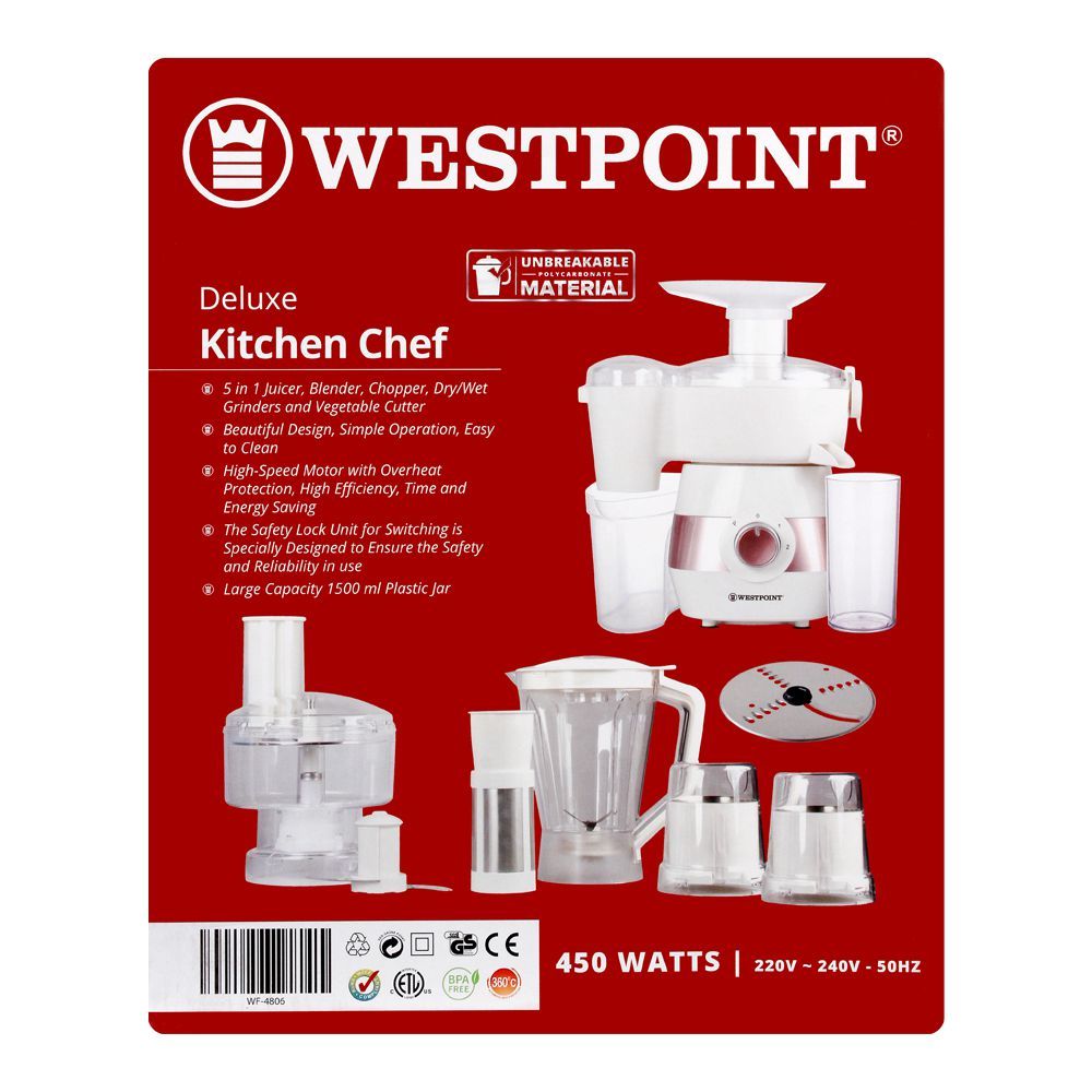 Buy West Point Deluxe 5-In-1 Kitchen Chef Food Processor, WF-4806 ...