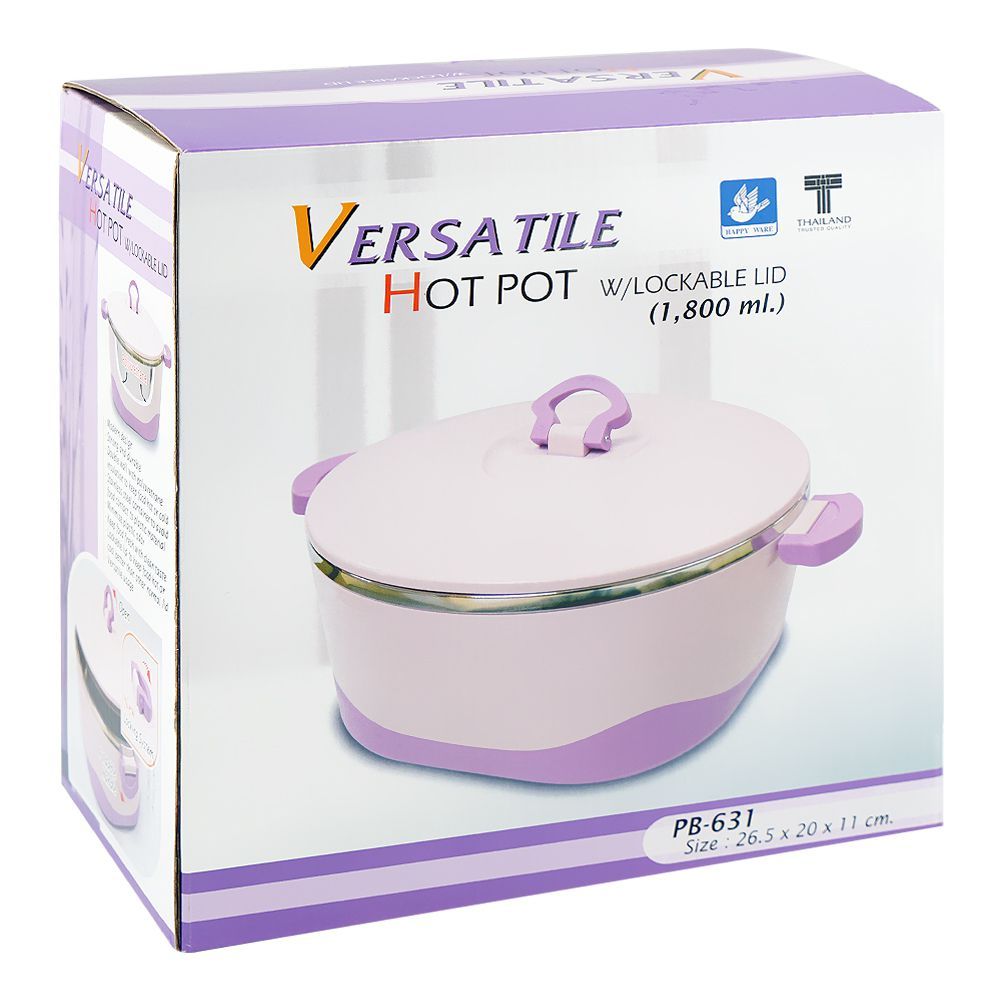 Happy Ware Hot Pot with Lock Lid, 1800ml, Brown, SU-631