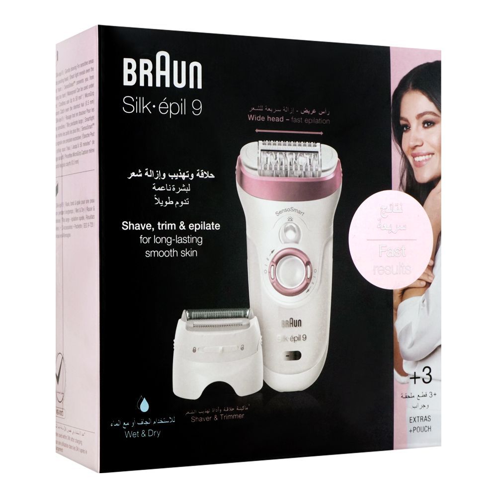 Buy Braun Silk Epil 9 Wet & Dry Epilator, White/Pink, 9720 Online at ...