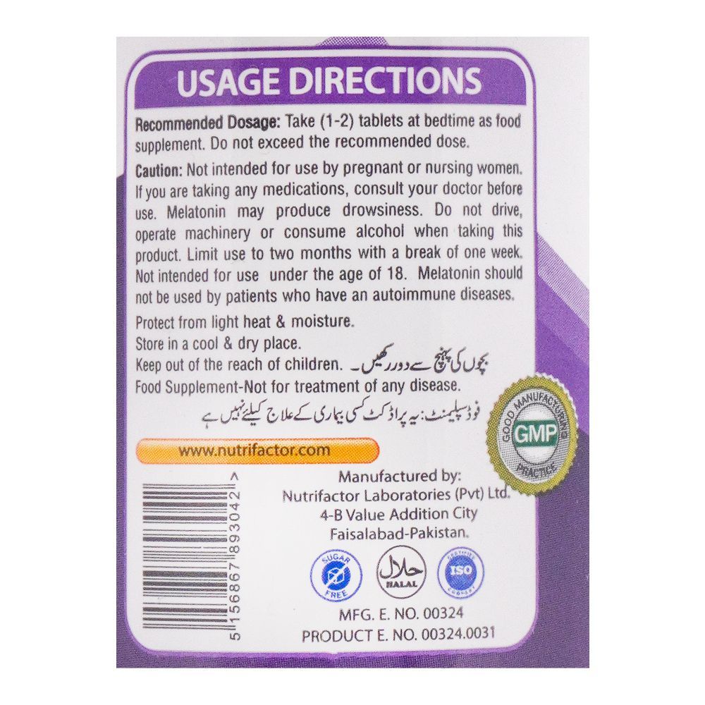 Order Nutrifactor Melatonin Sleep Aid 3mg Food Supplement, 30 Tablets ...
