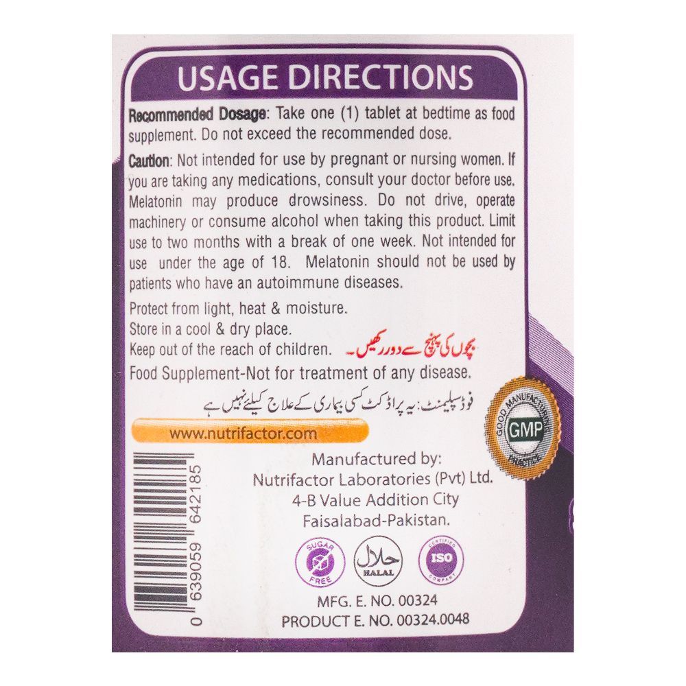 Buy Nutrifactor Melatonix Melatonin 5mg Food Supplement, 30 Tablets ...