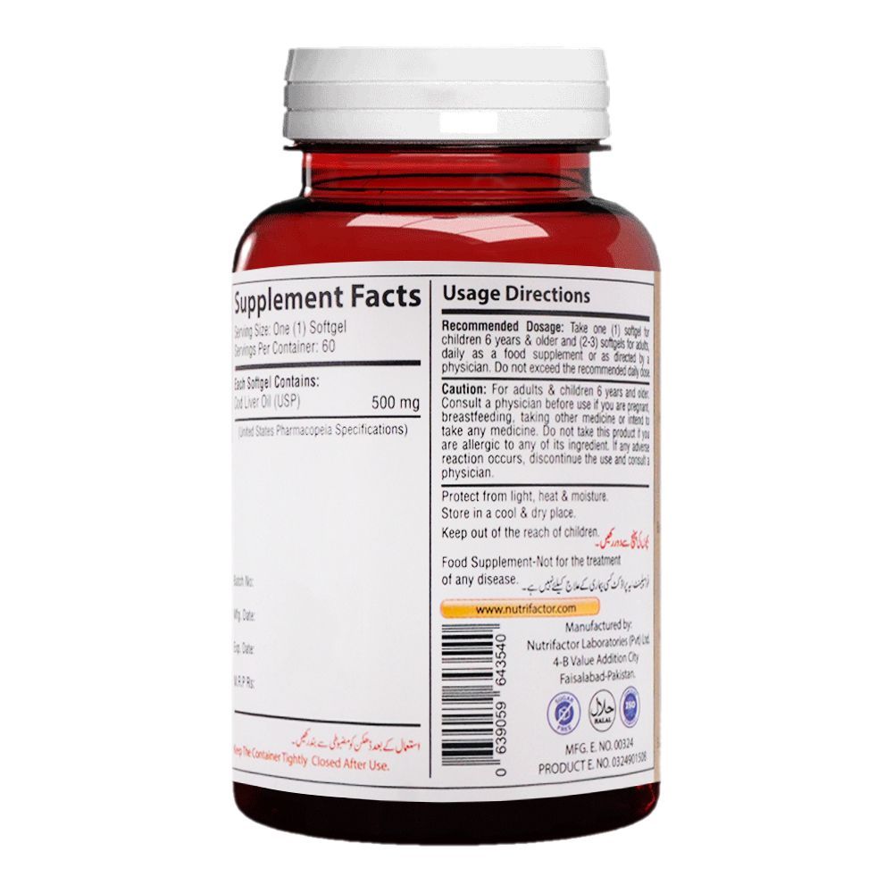 Order Nutrifactor Norcod Cod Liver Oil 500mg Food Supplement, 30 ...