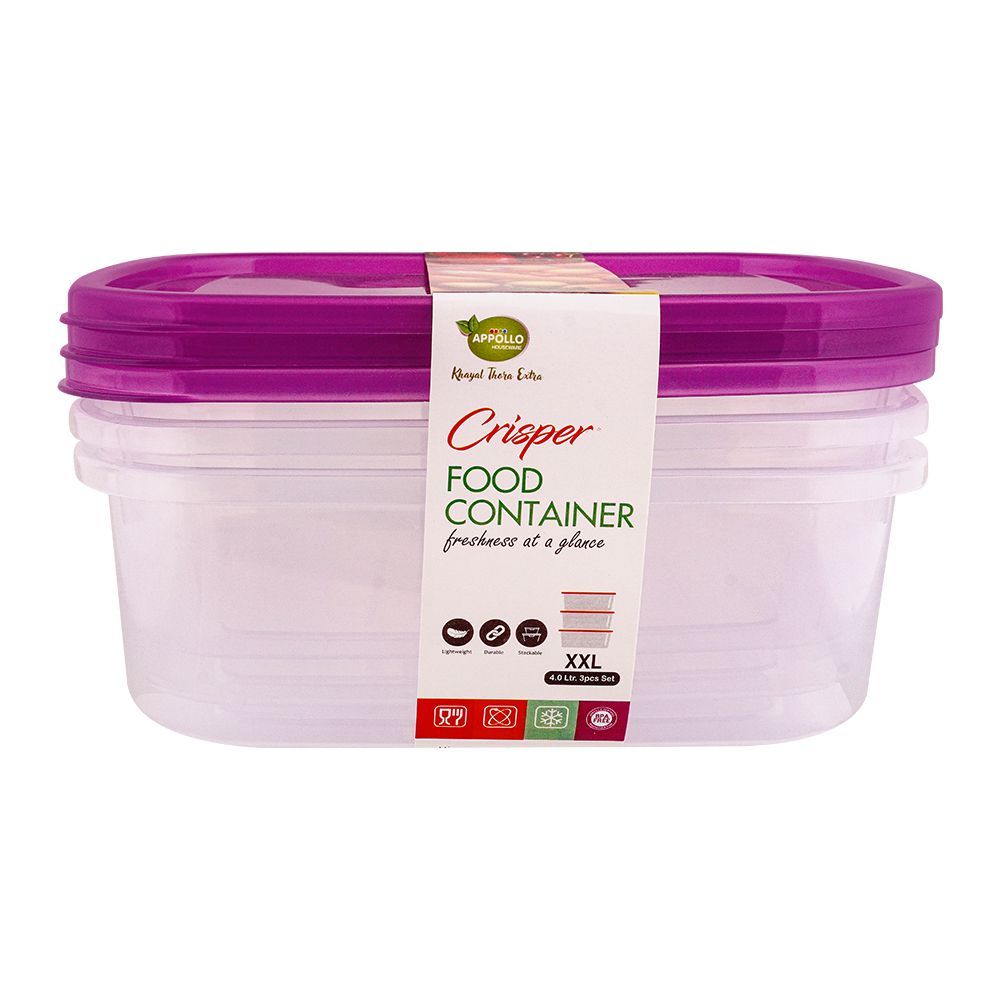 Purchase Appollo Crisper Food Container 3's Set, Purple, 4 Liters ...