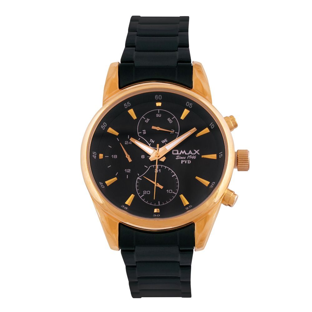 Purchase Omax PVD Rust Gold Round Dial With Black Background & Bracelet ...
