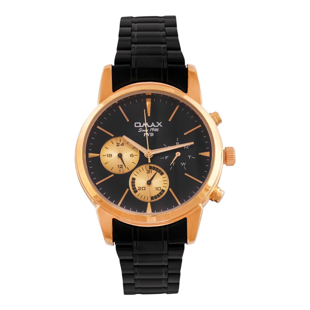 Purchase "Omax PVD Rust Gold Round Dial With Black Bracelet Men's ...