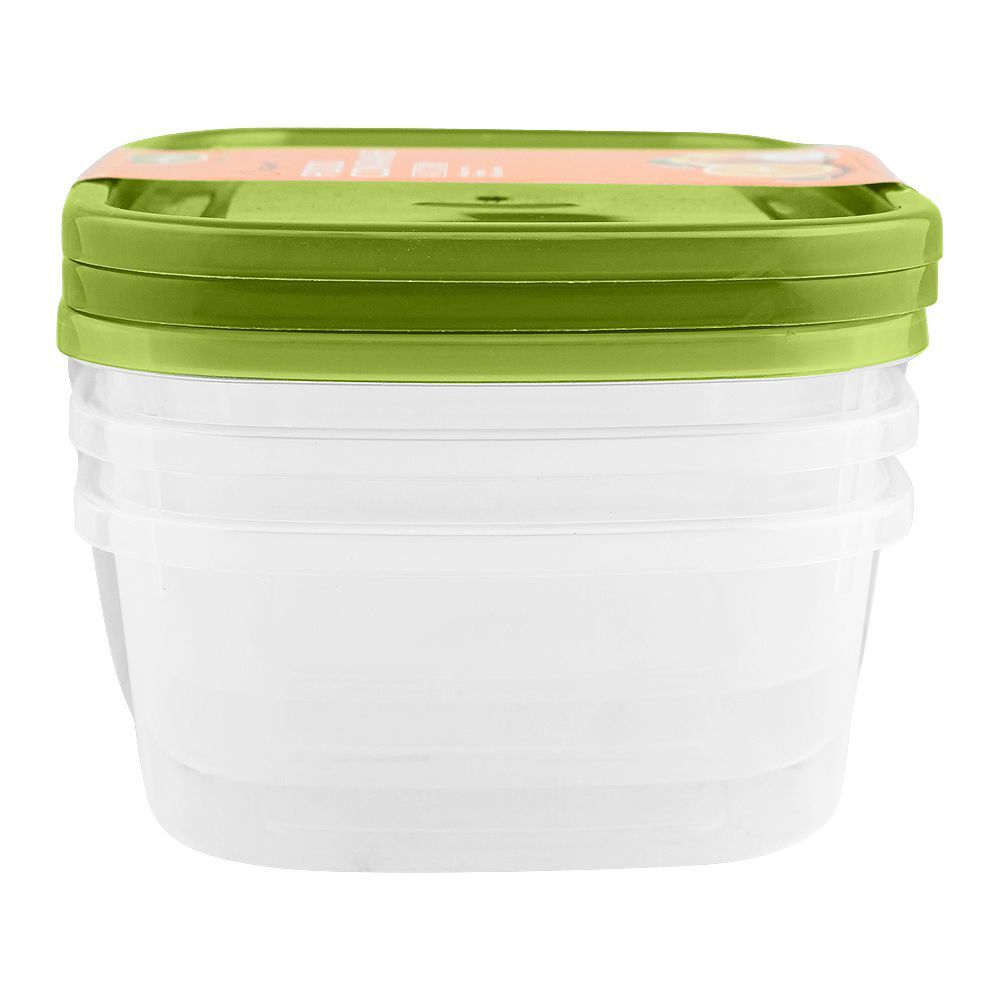 Appollo Crisper Food Container 3 Pieces Set, Medium, Green