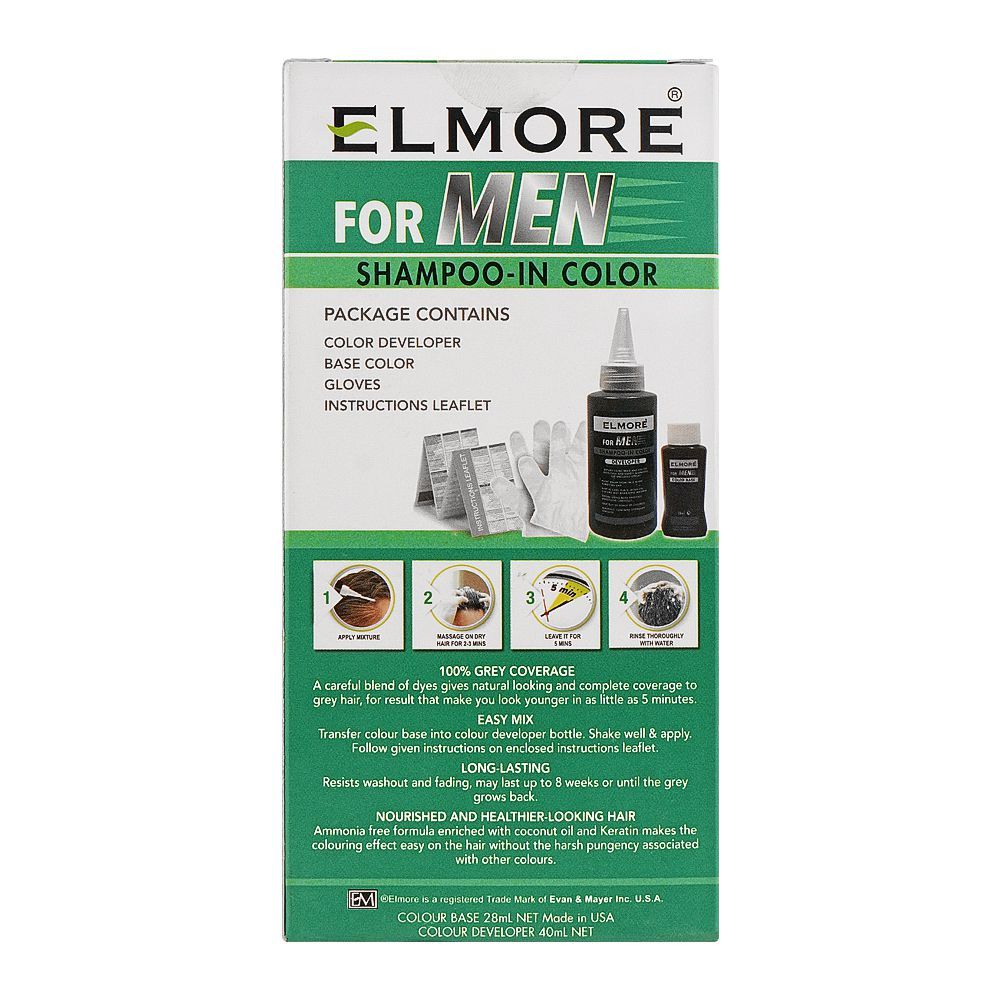 Purchase Elmore For Men Shampoo-In-Color, D-45, Dark Brown Online at ...