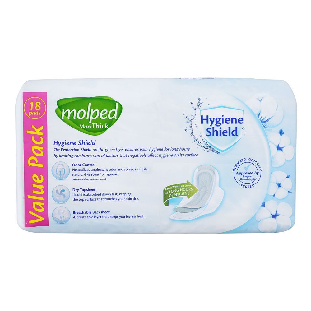 Buy Molped Maxi Thick Hygiene Shield Long, Value Pack 18-Pack Online at ...