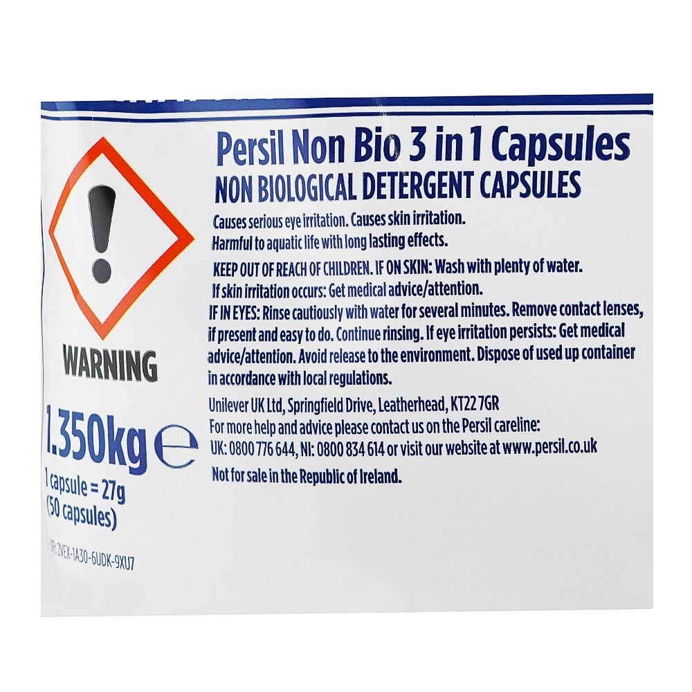 Persil 3in1 Non Bio Laundry Detergent Pods, 50-Pack, 1.350kg