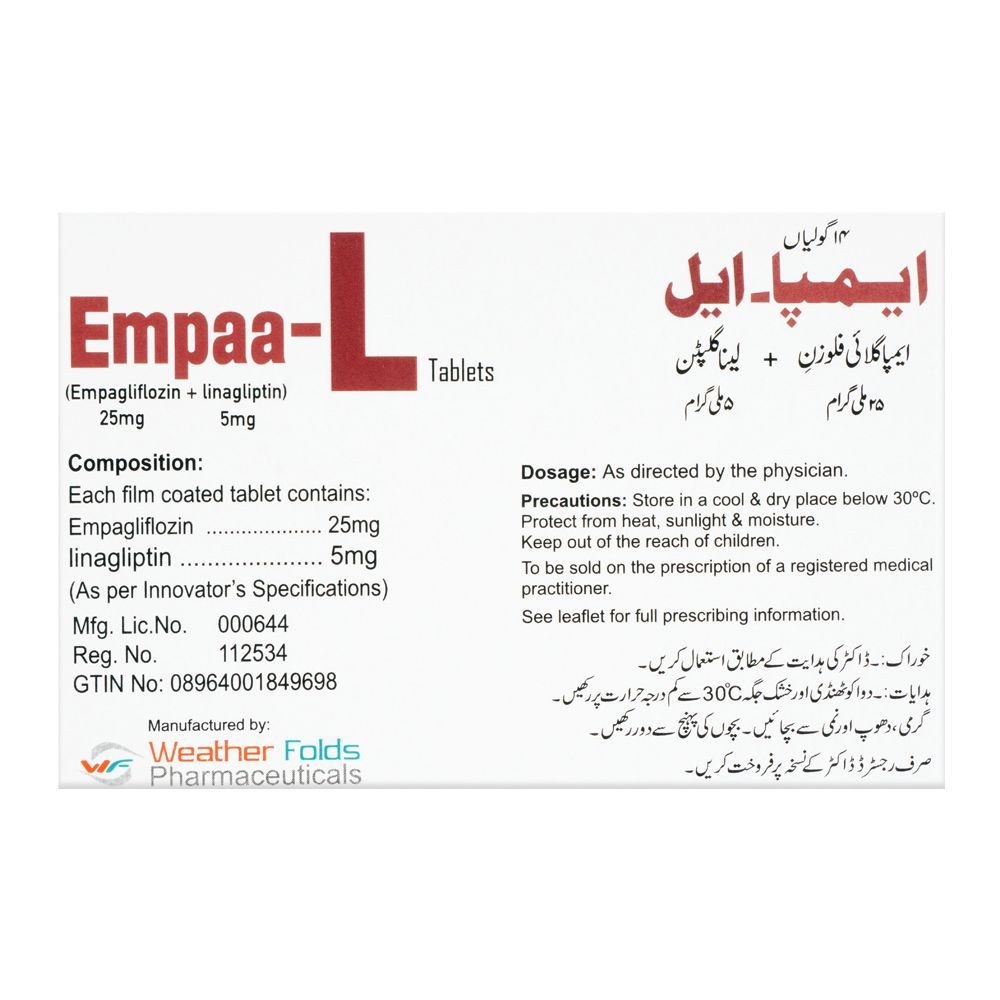 Purchase Horizon Pharma Empaa-L Tablet, 25mg+5mg, 14-Pack Online at ...