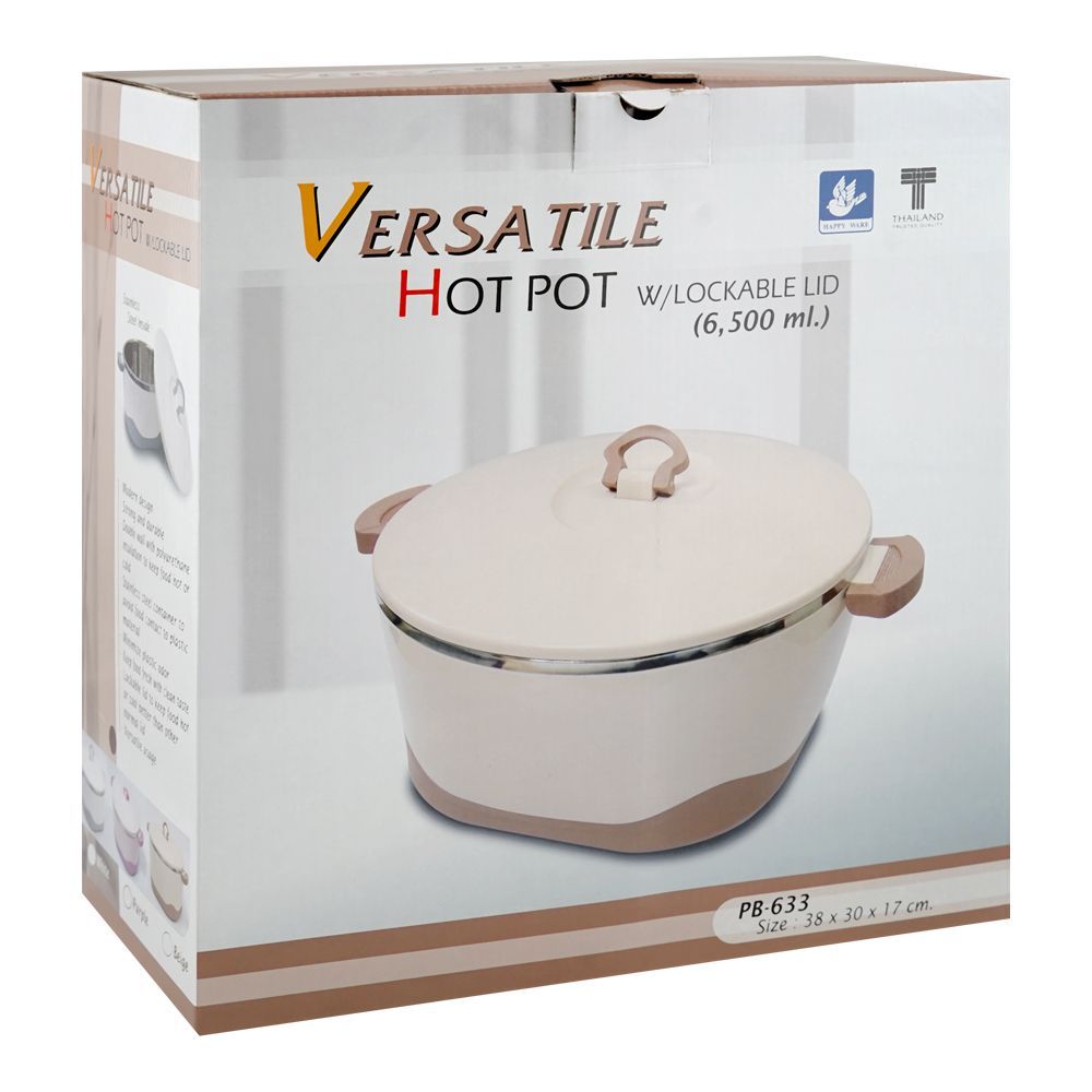 Happy Ware Hot Pot With Lockable Lid, 38 X 30 X 17cm, 6500ml, Brown, SU-633