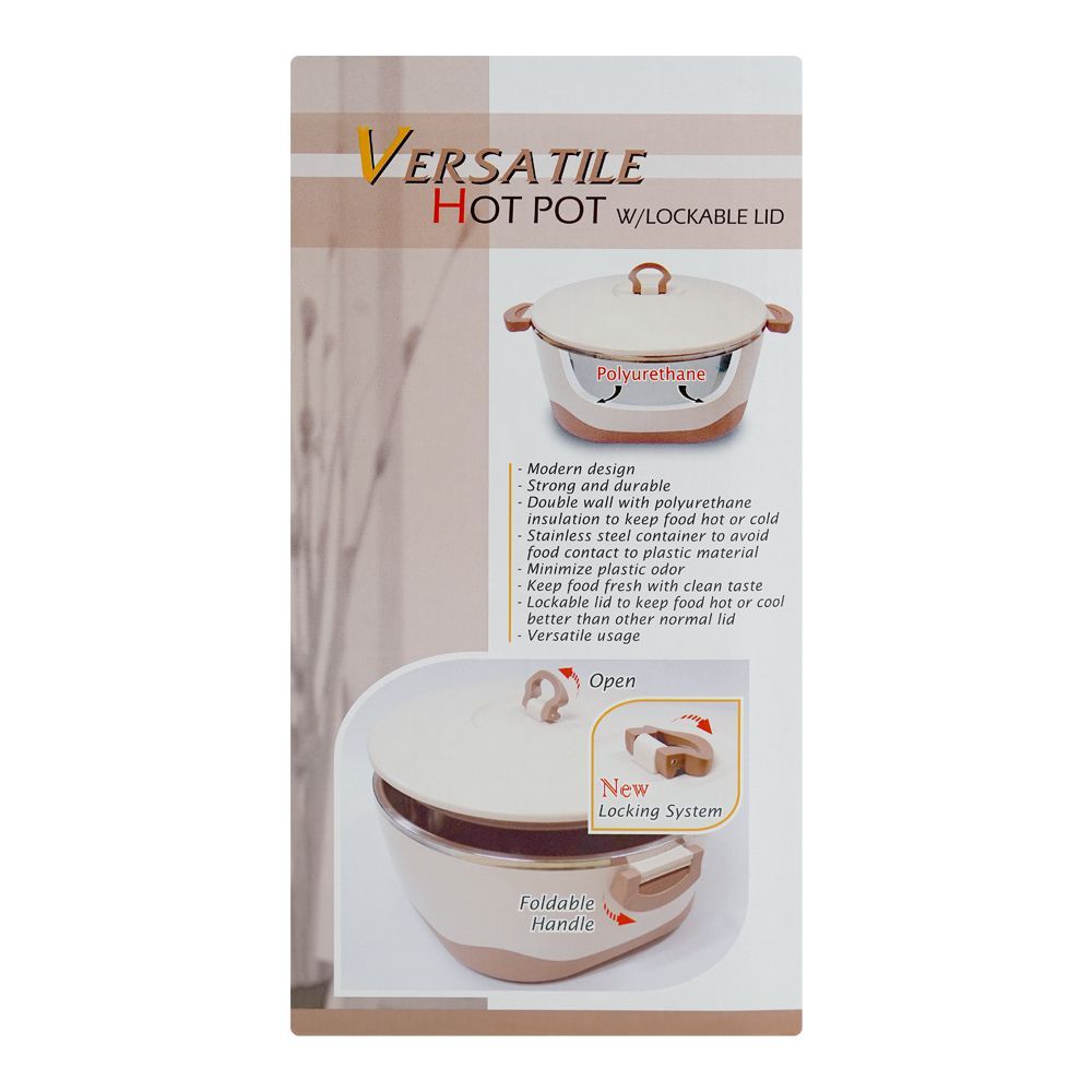 Happy Ware Hot Pot With Lockable Lid, 38 X 30 X 17cm, 6500ml, Brown, SU-633