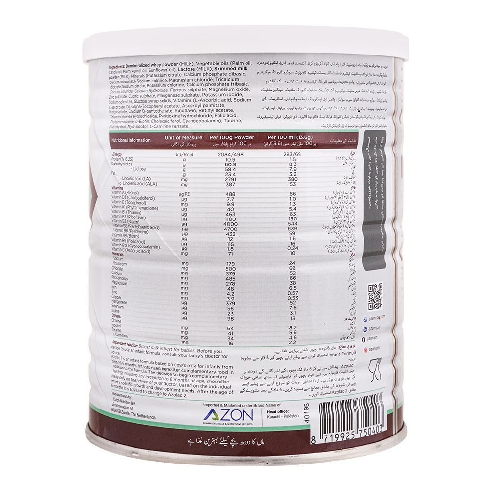Purchase Azolac Infant Formula-1, Vitamins-Minerals-Choline, Halal ...