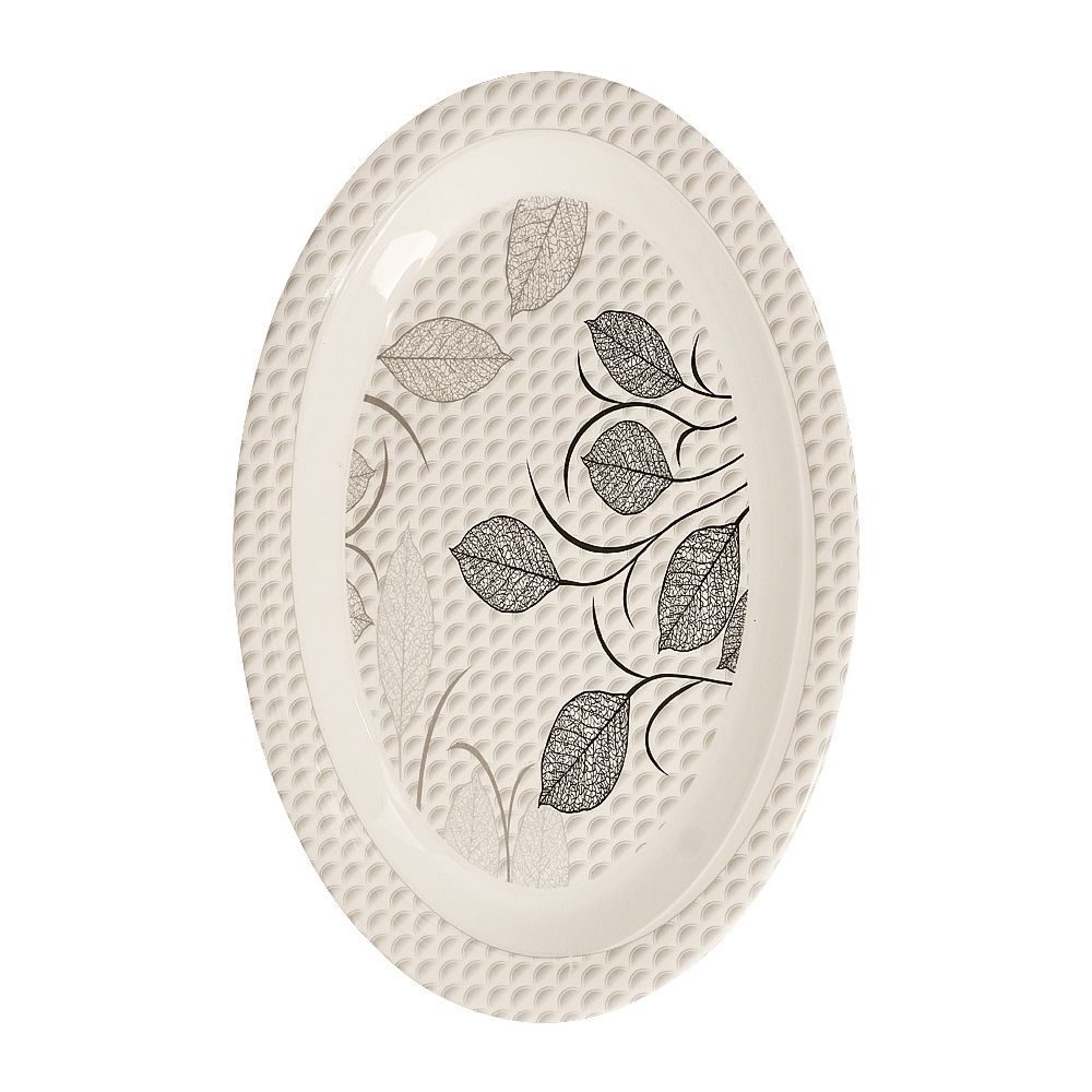 Purchase Sky Melamine Leaf-Print Rice Dish, Small, Grey, Elegant ...