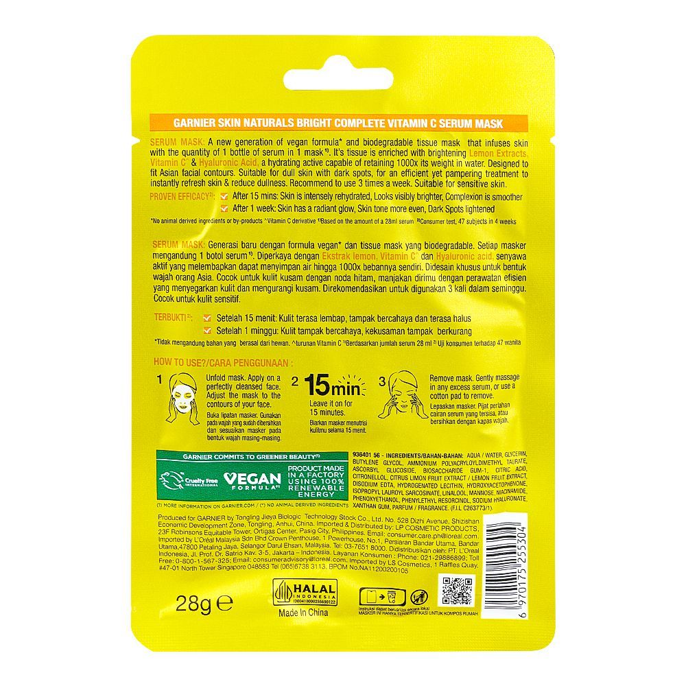 Order Garnier Skin Naturals Light Complete Mencerahkan Lemon Serum Mask ...