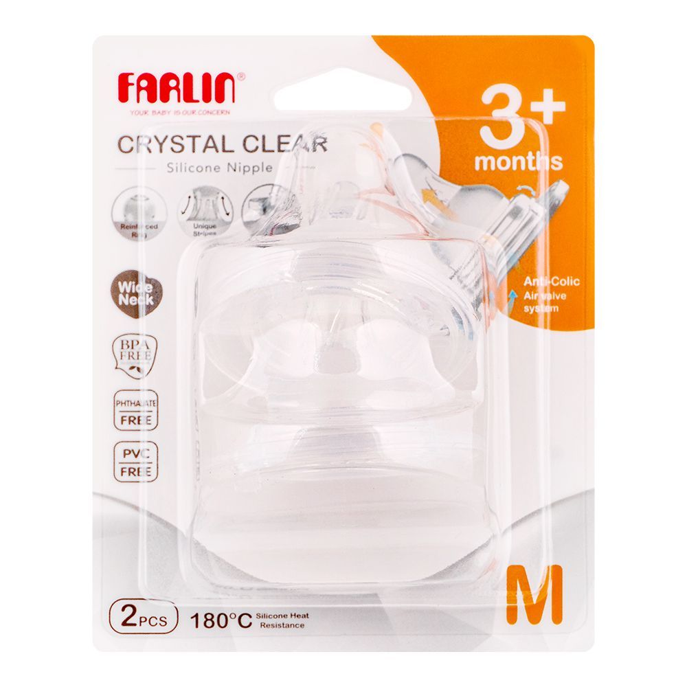 Buy Farlin Crystal Clear Anti-Colic Wide Neck Silicone Nipple Set, 3m+ 2-Pack, AC-22005-M Online ...
