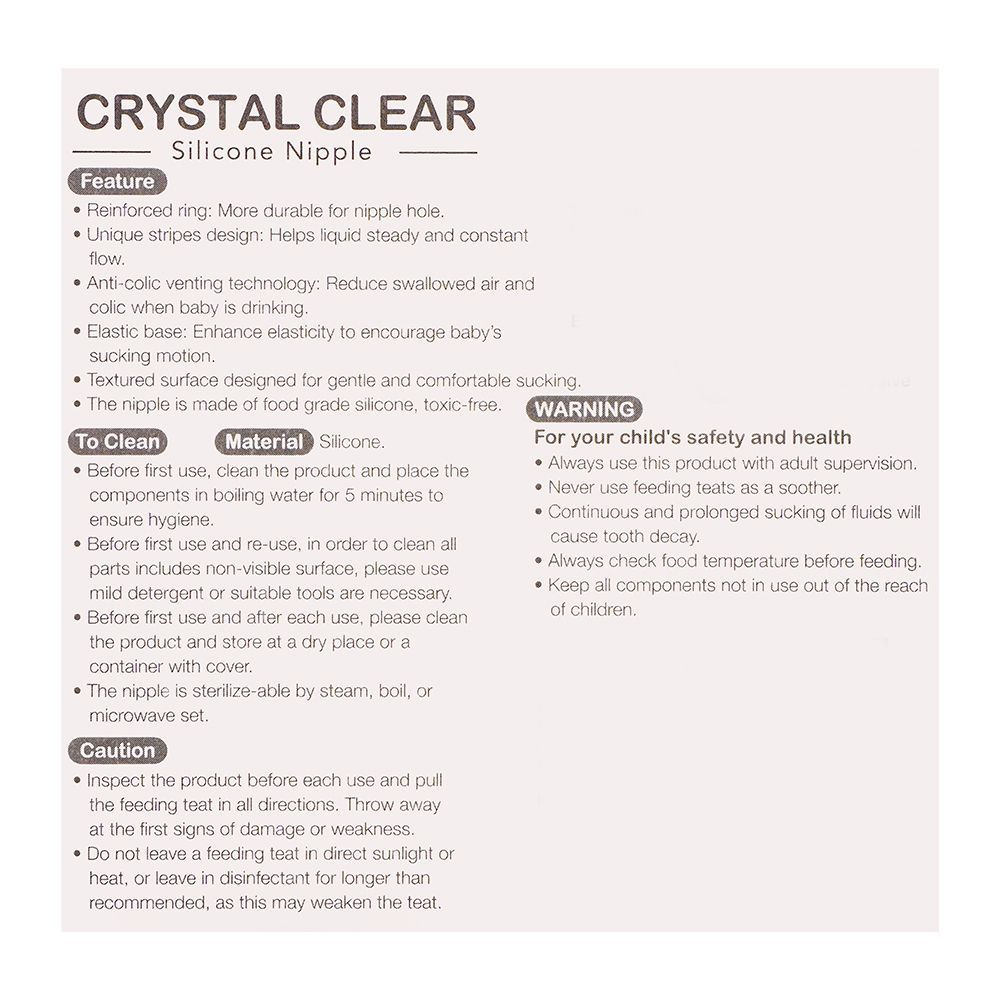 Buy Farlin Crystal Clear Anti-Colic Wide Neck Silicone Nipple Set, 3m+ 2-Pack, AC-22005-M Online ...