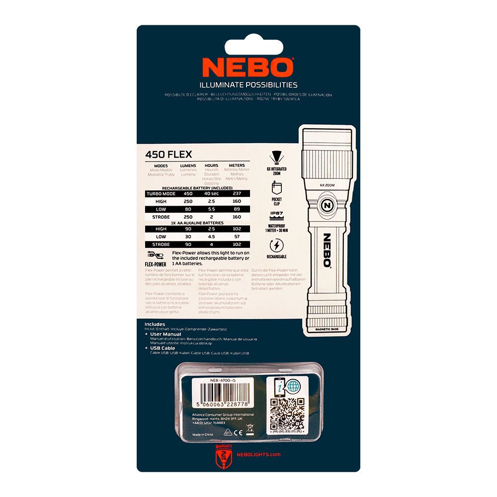 Purchase NEBO Flex 450 Lumens Rechargeable Flash Light, NEB-6700-G ...