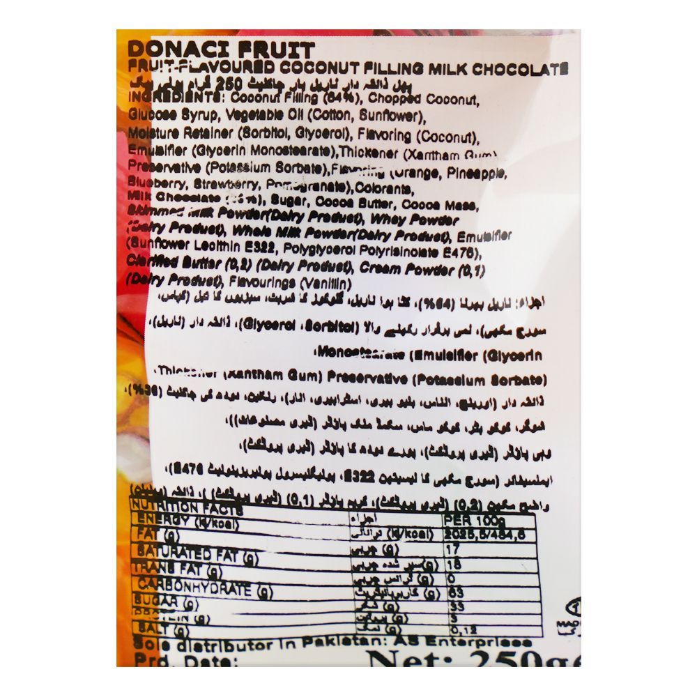 Donaci Fruity Coconut Filled Milk Chocolate, 250g