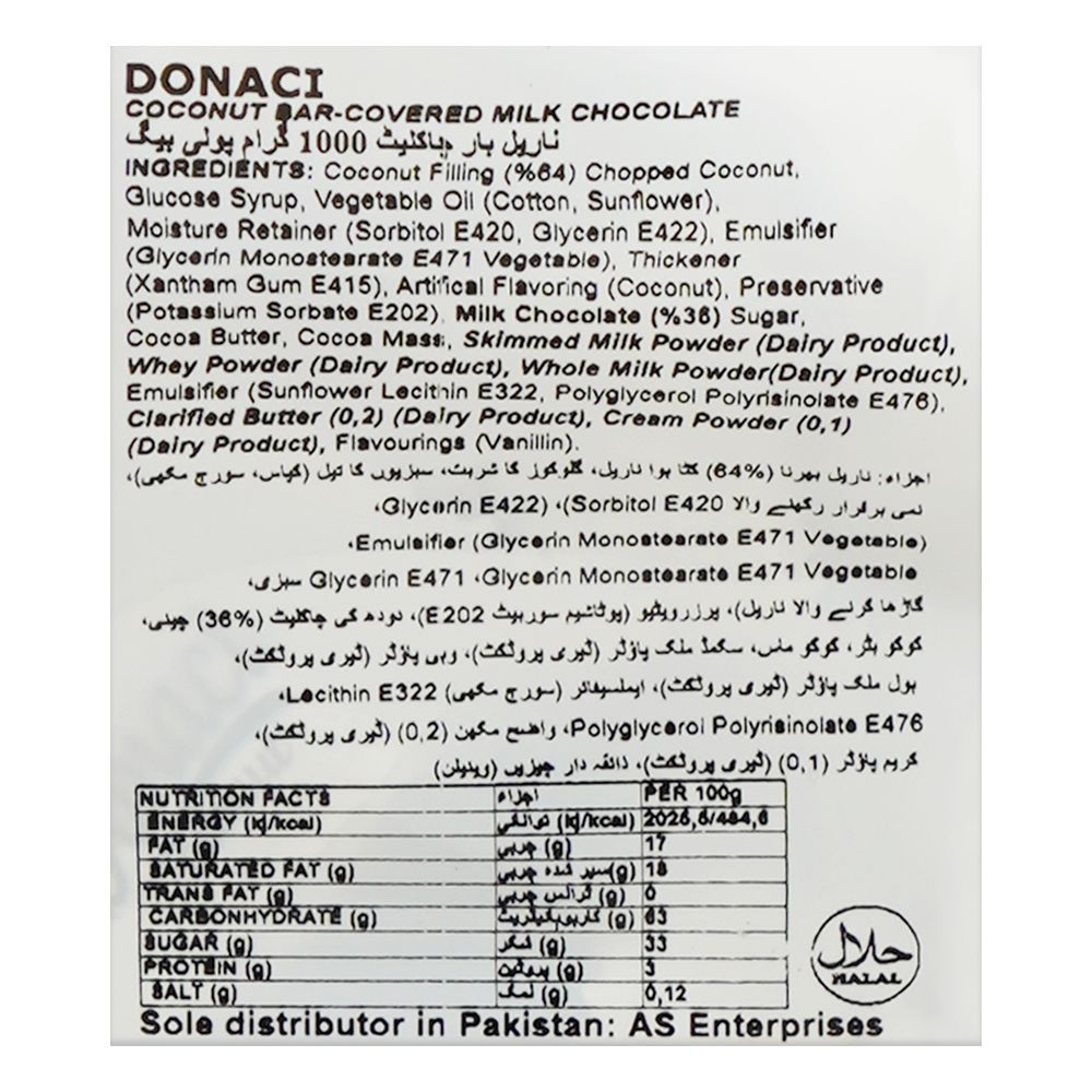 Donaci Coconut Filled Milk Chocolate, 1000g
