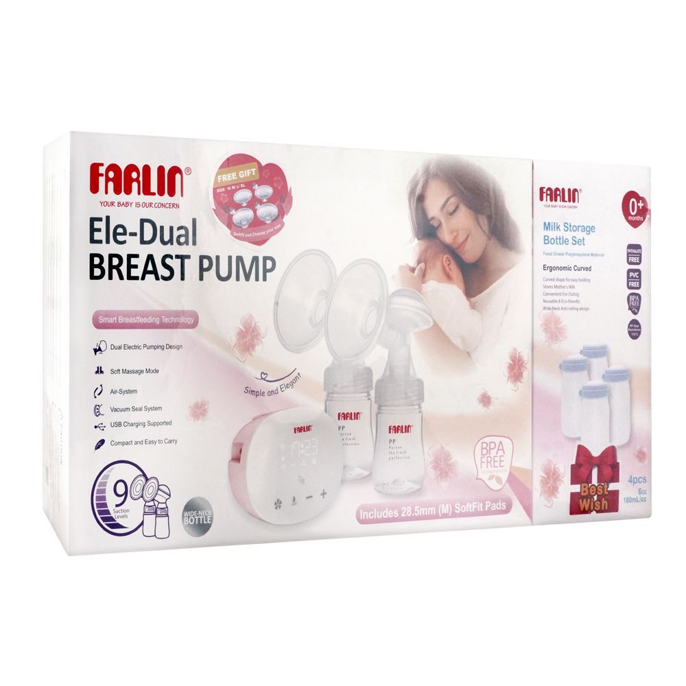 Order Farlin Ele-Dual Electric Breast Pump + Milk Storage Bottle, 4-Pack, AA-12018 Online at ...