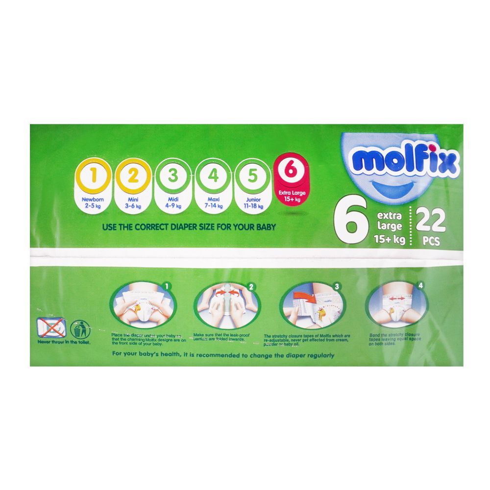 Buy Molfix Diaper, No 6, Extra Large, 15+ KG, 22-Pack Online at Best ...